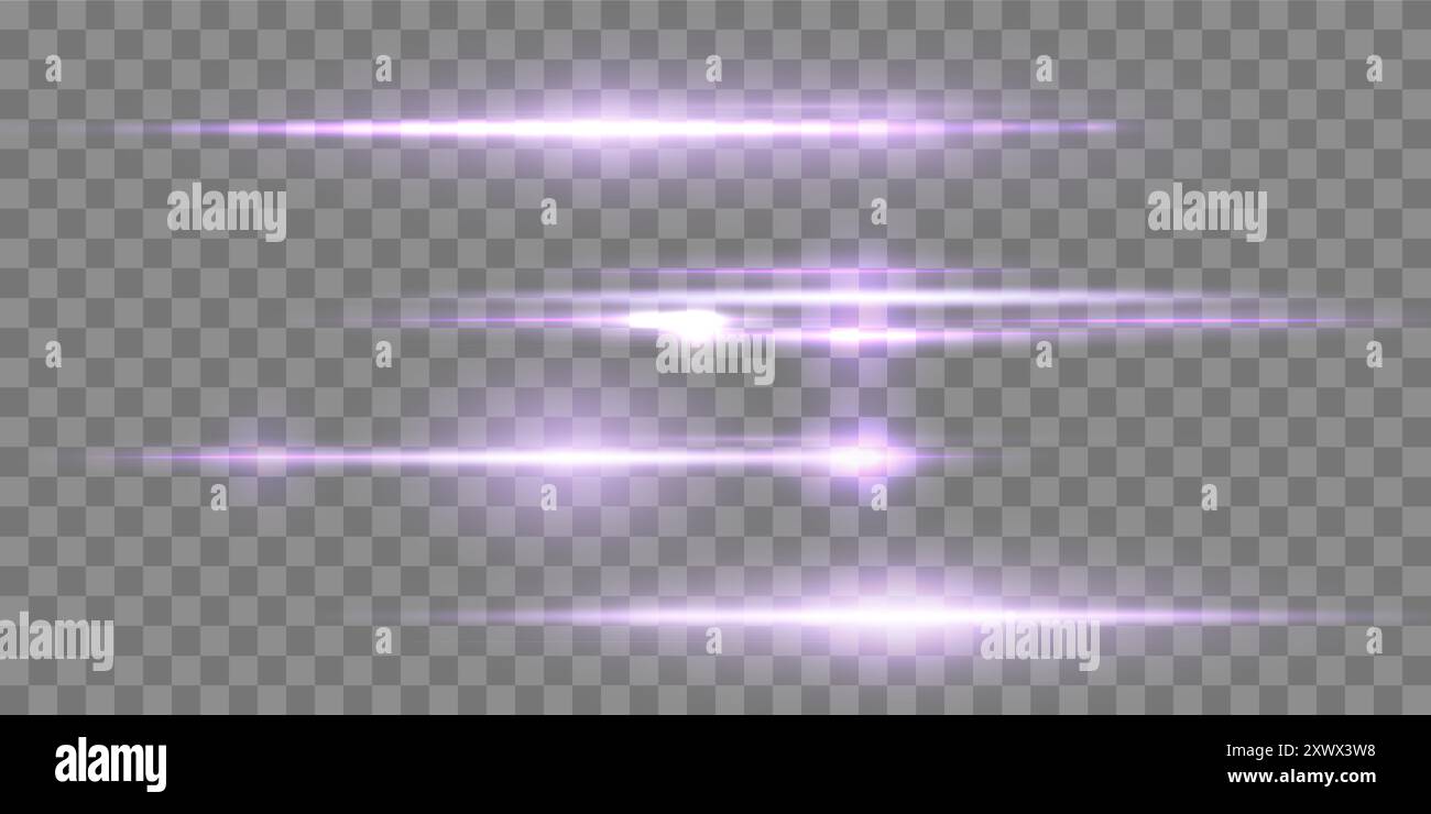 Purple lens flares set. Sun flash with rays or spotlight. Violet glow ...