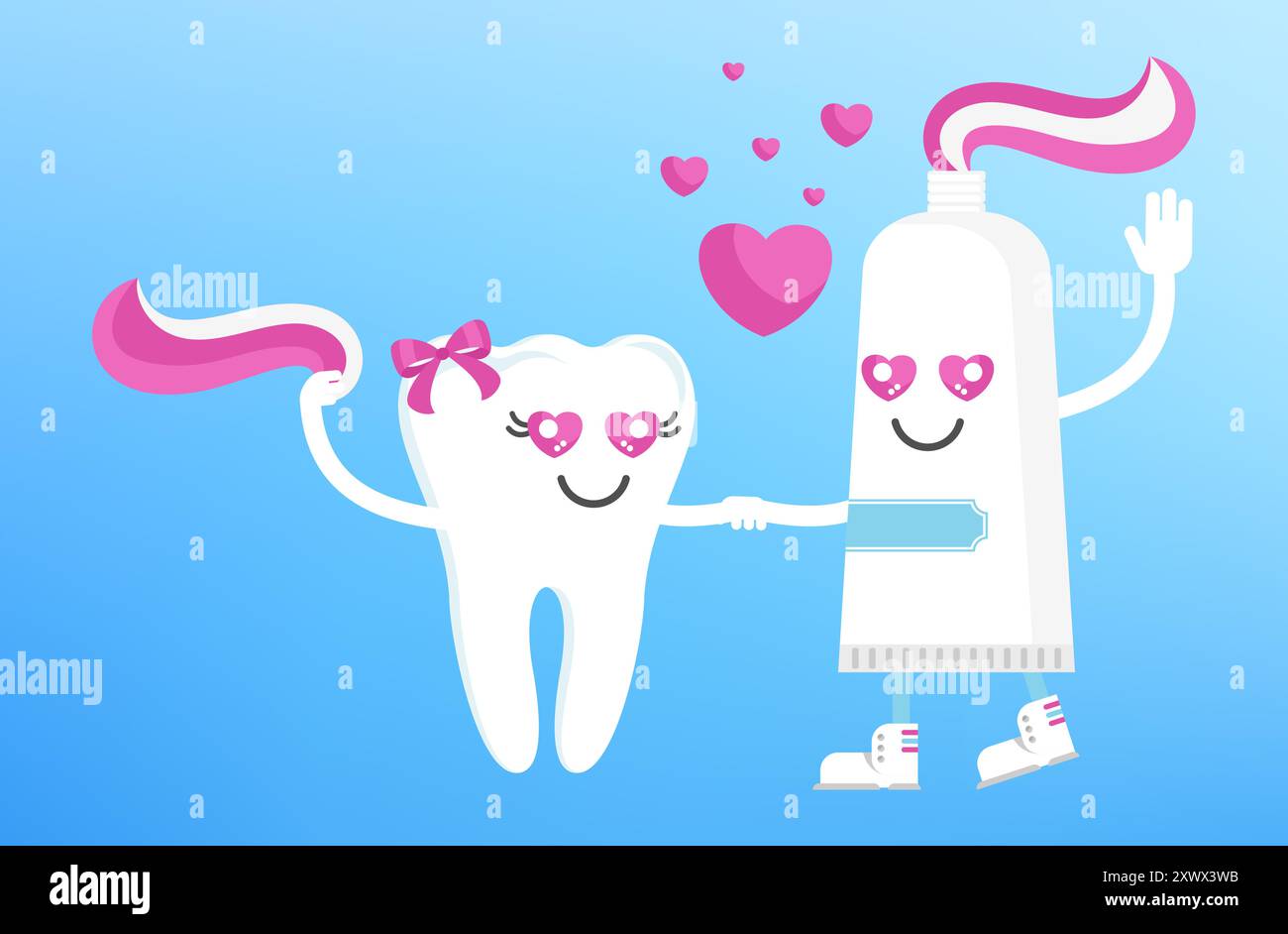 Tooth and toothpaste holding hands with love Stock Vector Image & Art ...
