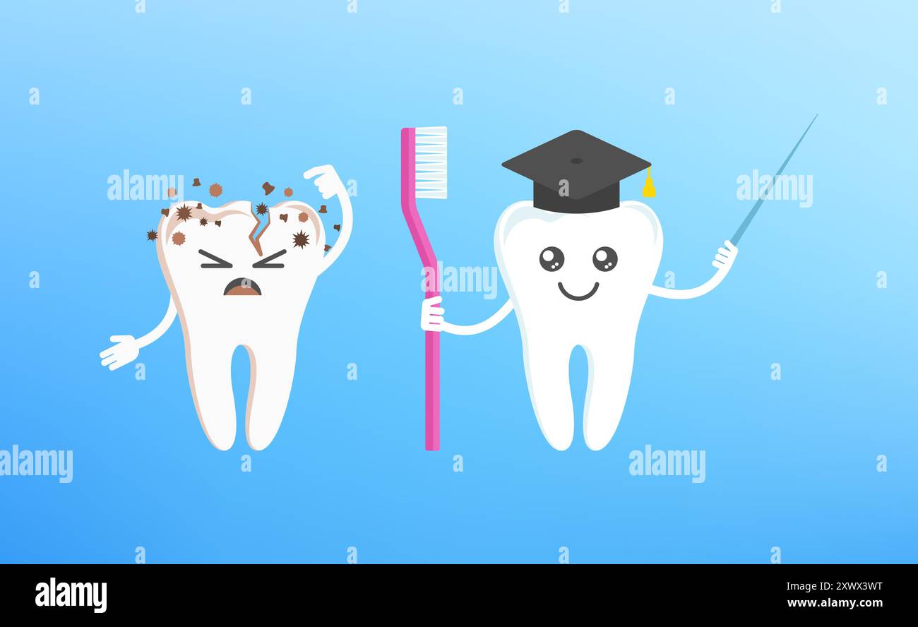 Cute happy smiling tooth. Oral health and hygiene Stock Vector Image ...