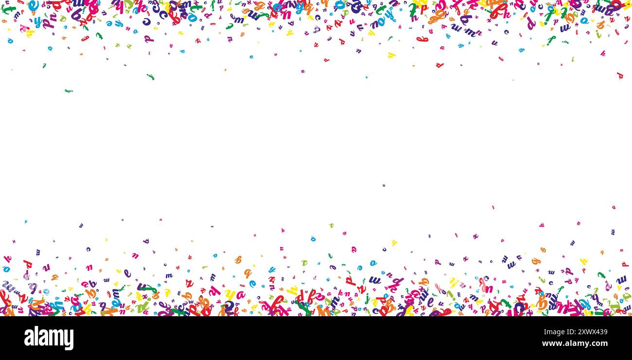Concept of school background. Colorful childish falling letters of ...