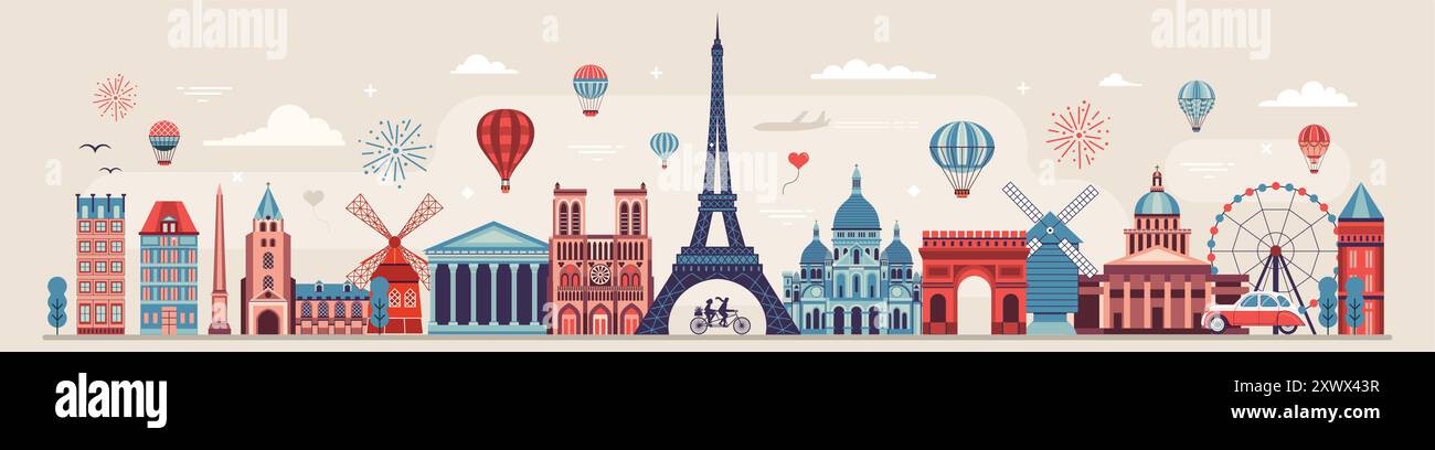 Travel Paris Web Banner with Popular Landmarks Stock Vector Image & Art ...