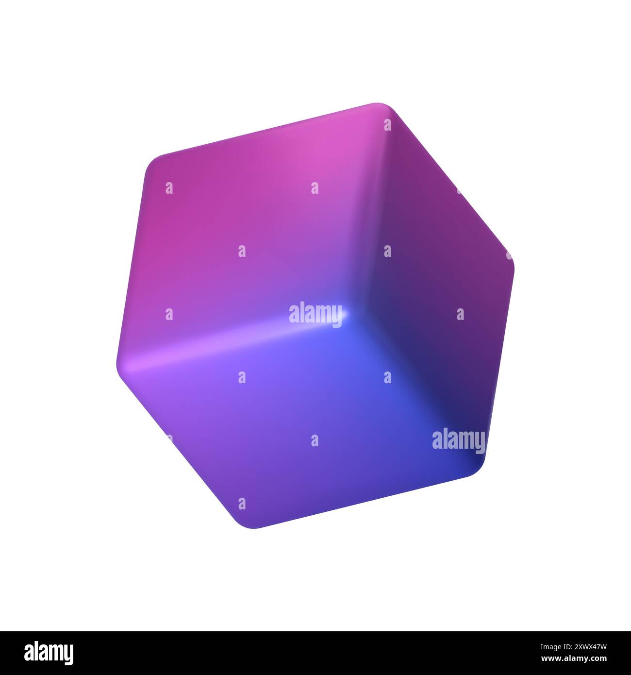 Abstract violet 3D cube illustration, isolated on white background ...
