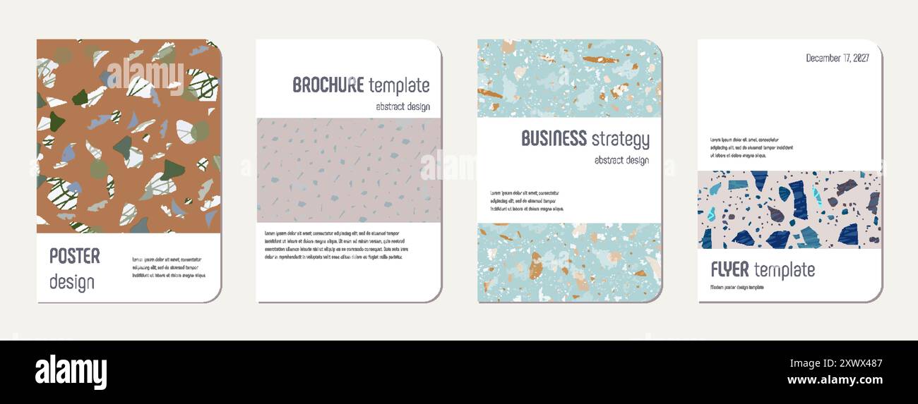 Notepad cover design. Terrazzo abstract background made of natural ...