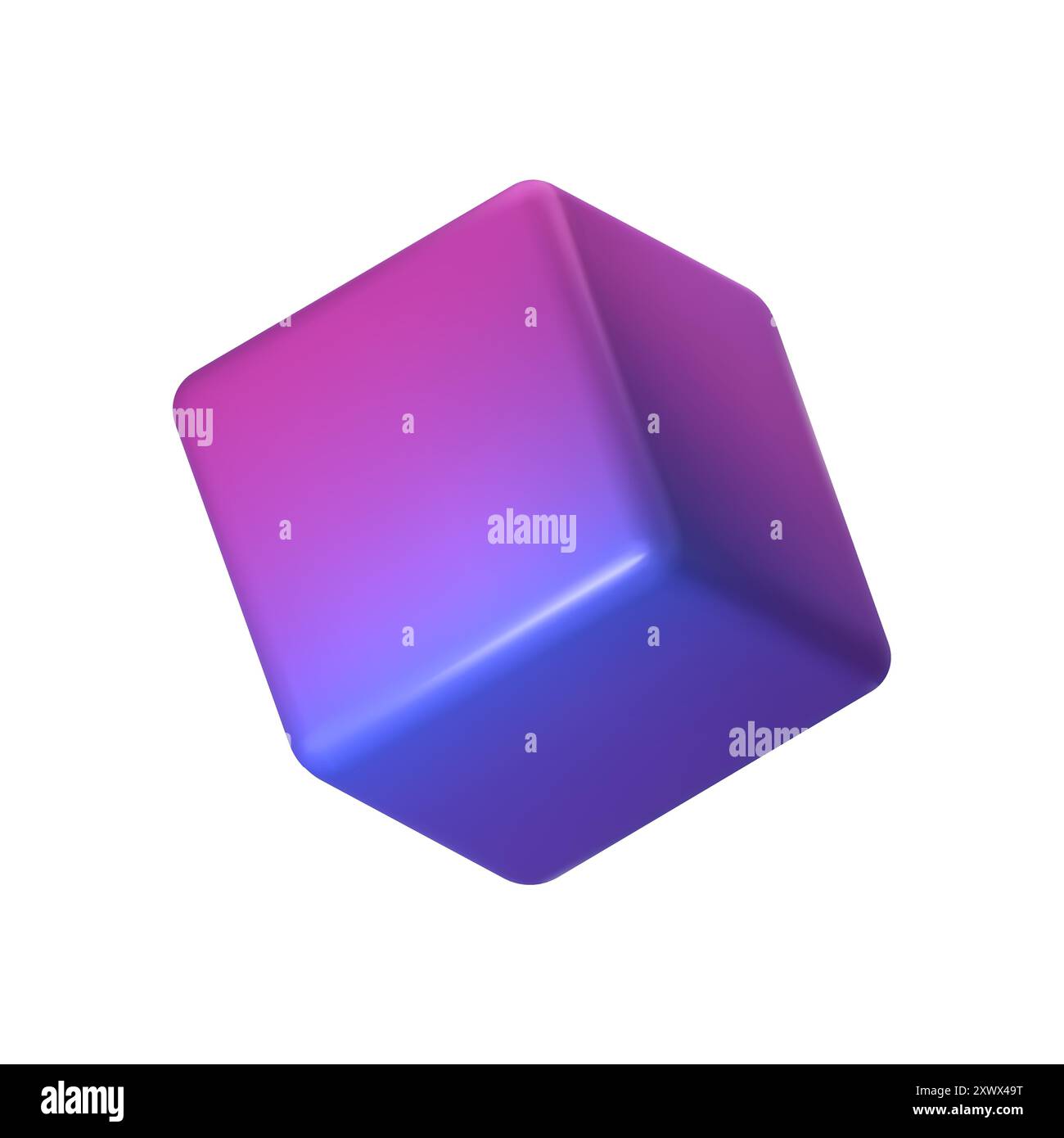 Abstract violet 3D cube illustration, isolated on white background ...