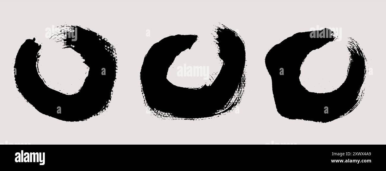 Brush strokes vector. Round and enso shapes Stock Vector Image & Art ...