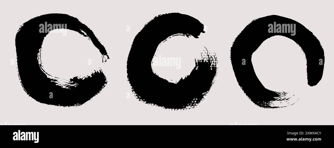 Brush strokes vector. Round and enso shapes Stock Vector Image & Art ...