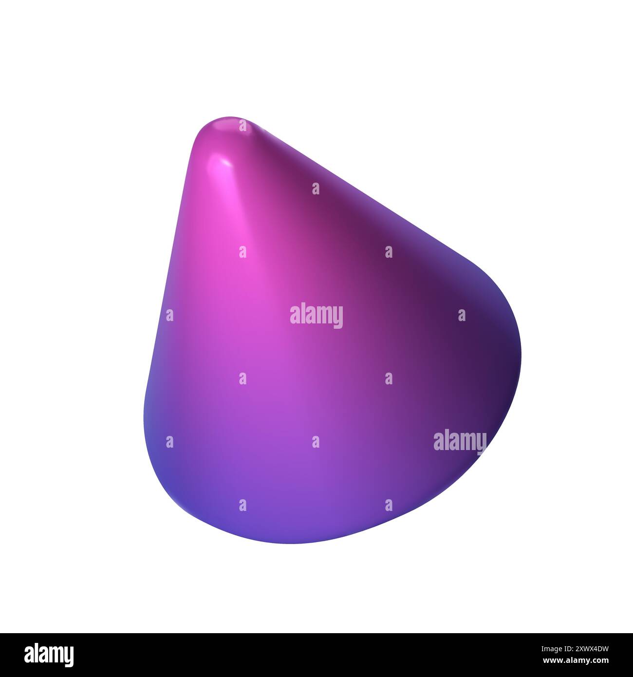 Abstract violet 3D cone illustration, isolated on white background ...