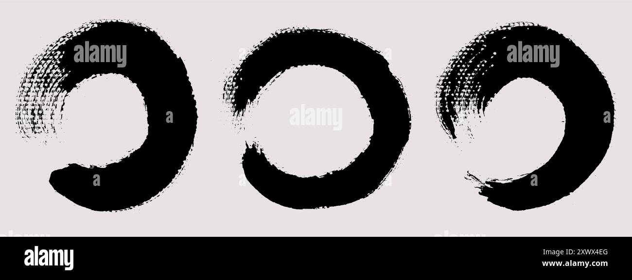 Brush strokes vector. Round and enso shapes Stock Vector Image & Art ...