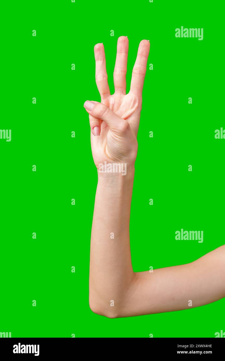 Three finger hand gesture sign hi-res stock photography and images - Alamy
