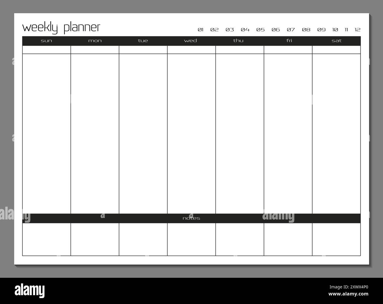 Printable weekly planner Black and White Stock Photos & Images - Alamy