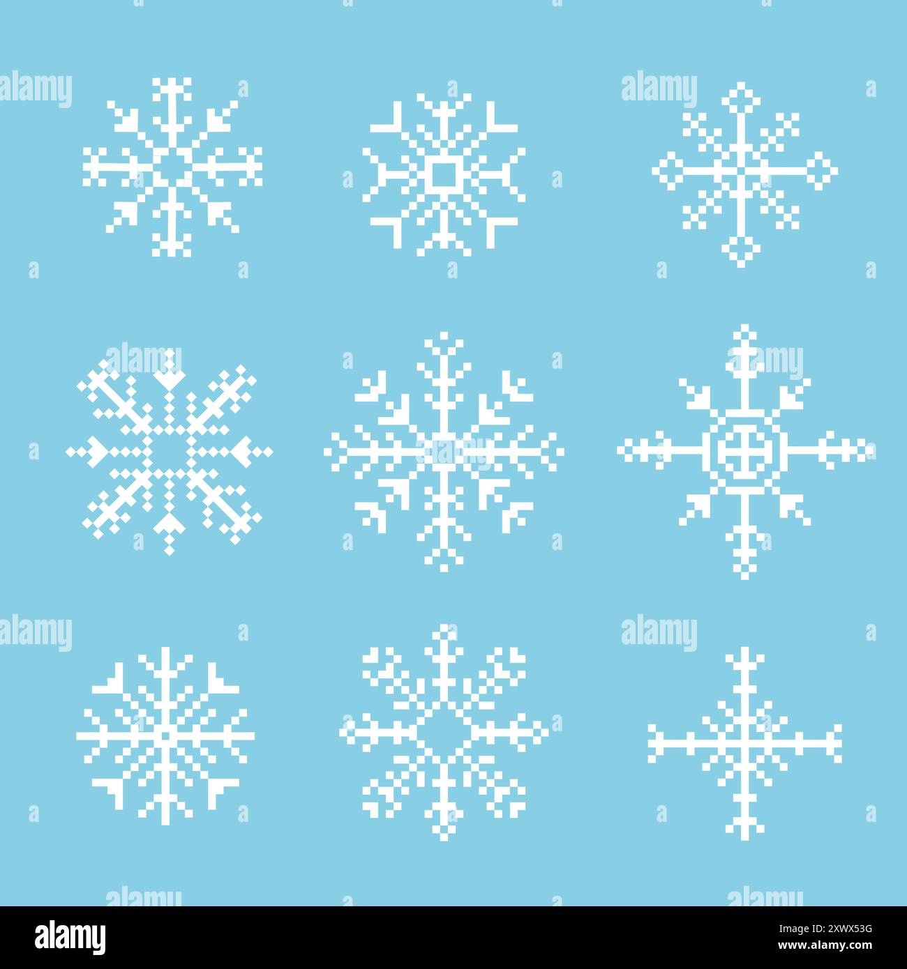 Pixel snowflake winter retro pixilated 8 bit game stamp. Holiday flake ...