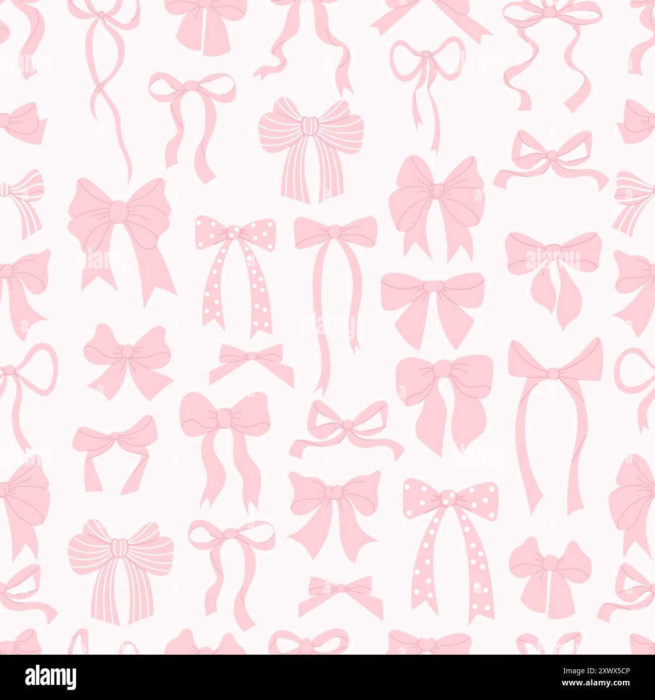 Cute coquette seamless pattern ribbon bow on delicate pink background ...