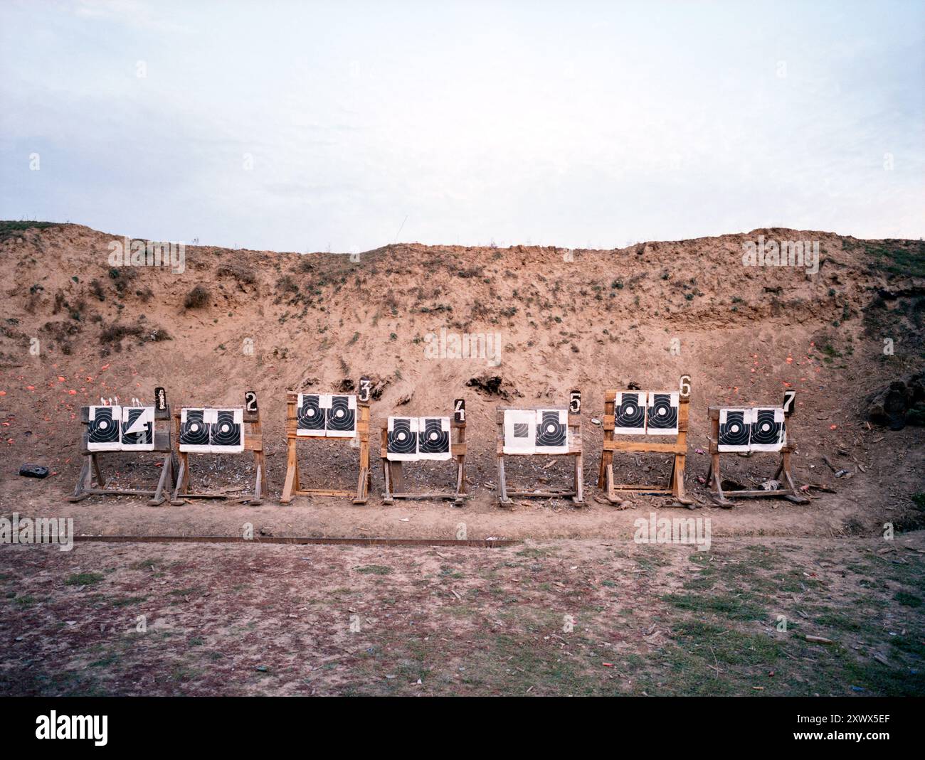 Image of several shooting targets lined up at an outdoor range in Kiev ...