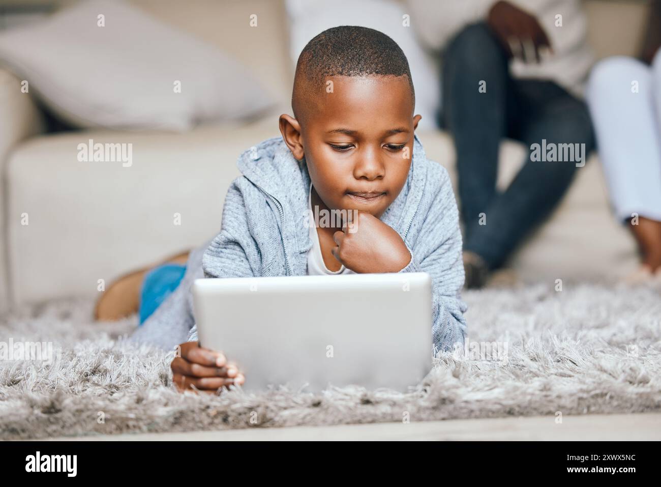Child, tablet and home for e learning, educational games and ...