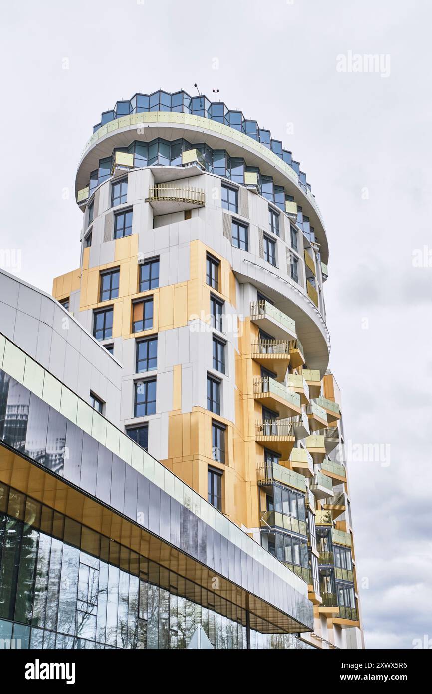 Moscow, Russia - April 14, 2024: Facade of new modern residential ...
