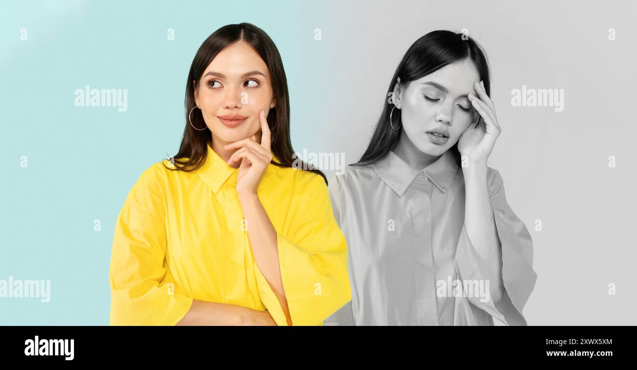 Contemplative Young Woman in Yellow Top Posing With Thoughtful ...
