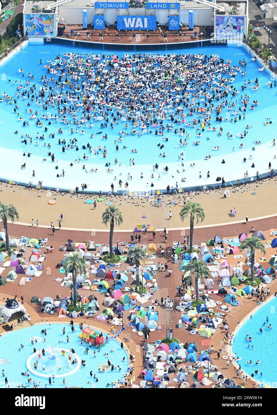 An aerial photo shows crowded Pool WAI, the summer-exclusive waterpark ...