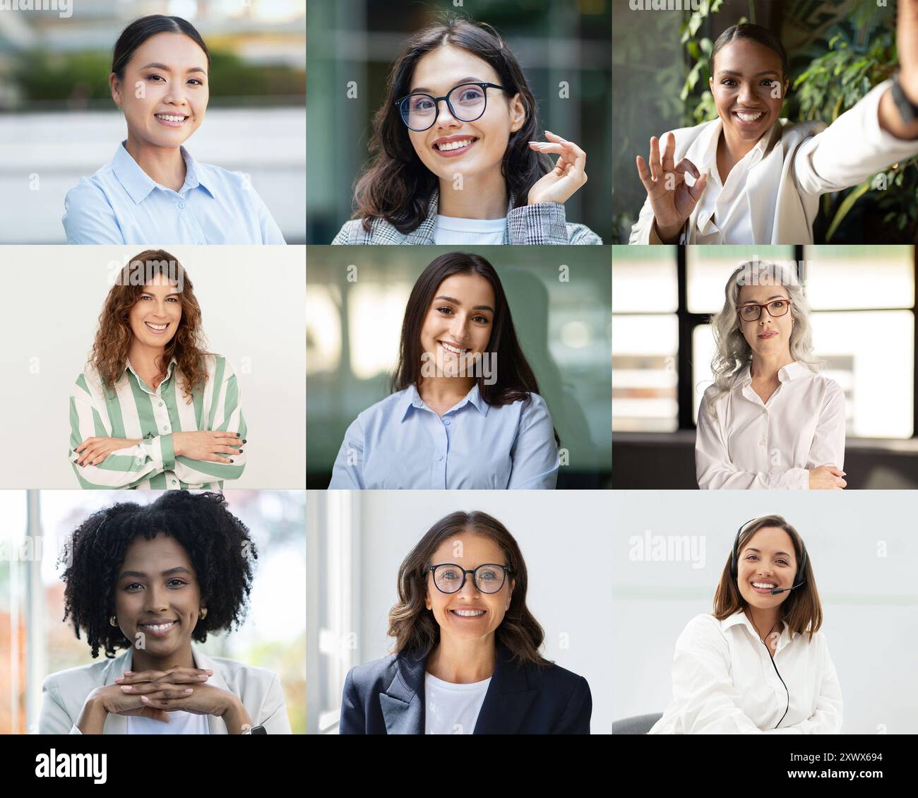 Diverse Group of Women Smiling and Engaging in Professional Settings ...