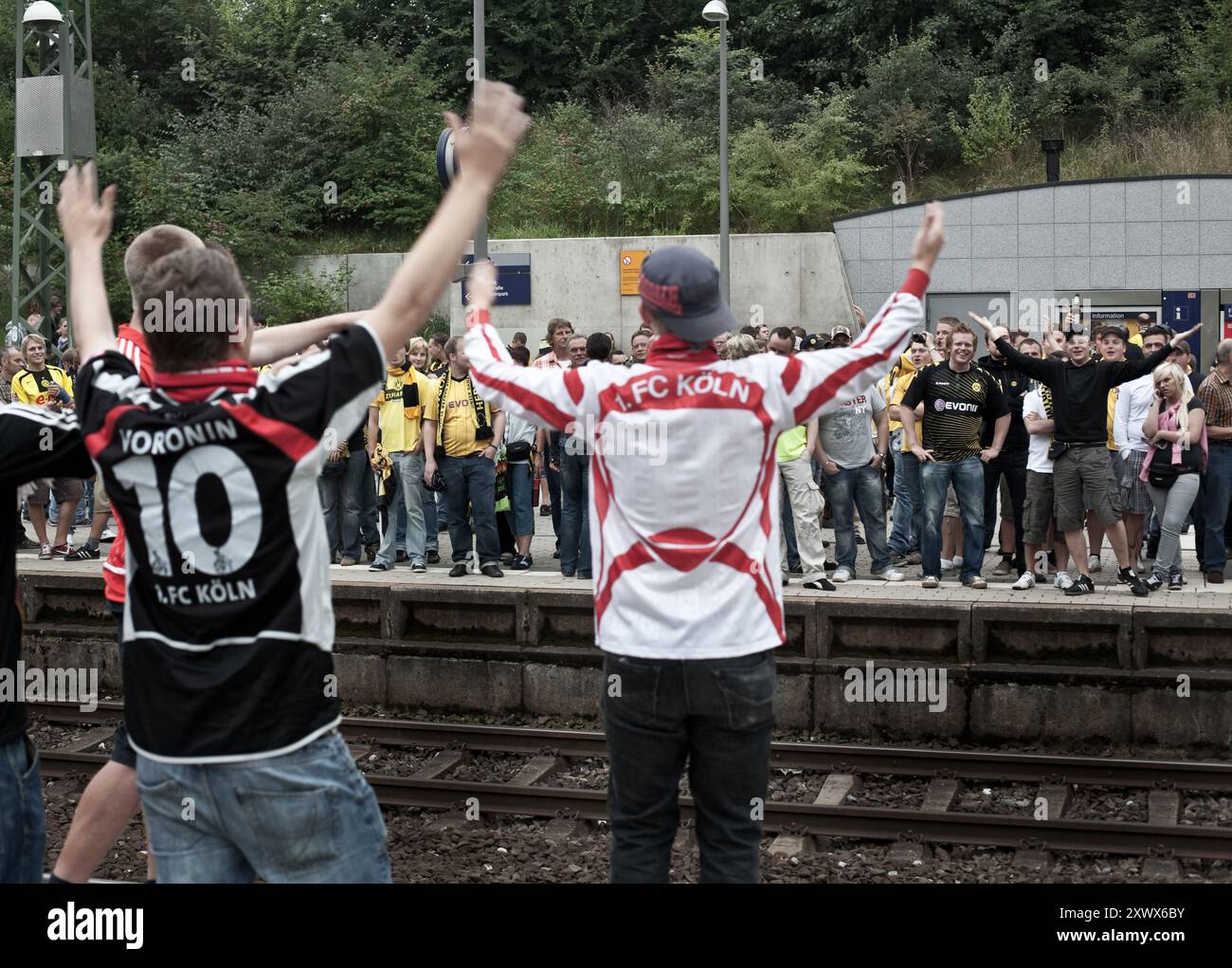 Fans of Borussia Dortmund and 1. FC Köln gather at the Signal Iduna ...
