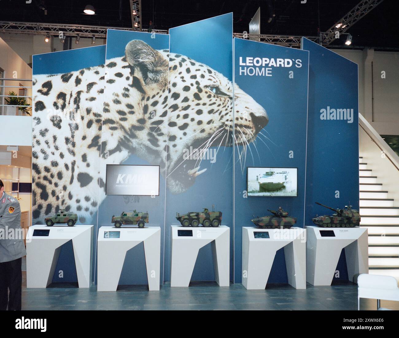 An exhibition at a weapon trade show in Abu Dhabi, United Arab Emirates ...