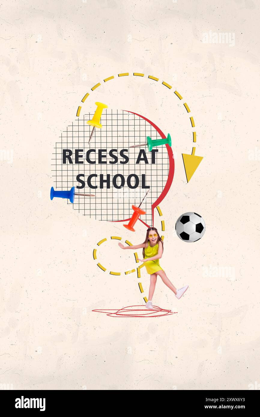Creative poster collage of funny girl dance recess school day shopping ...