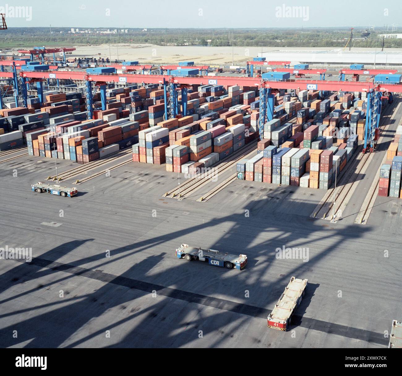 Aerial view of Container Terminal Altenwerder in Hamburg, showcasing ...