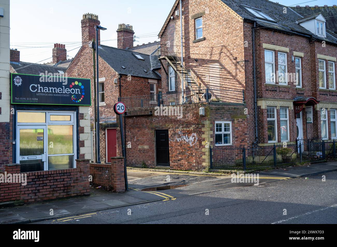 A street view in Fenham, Newcastle upon Tyne, showcasing traditional ...