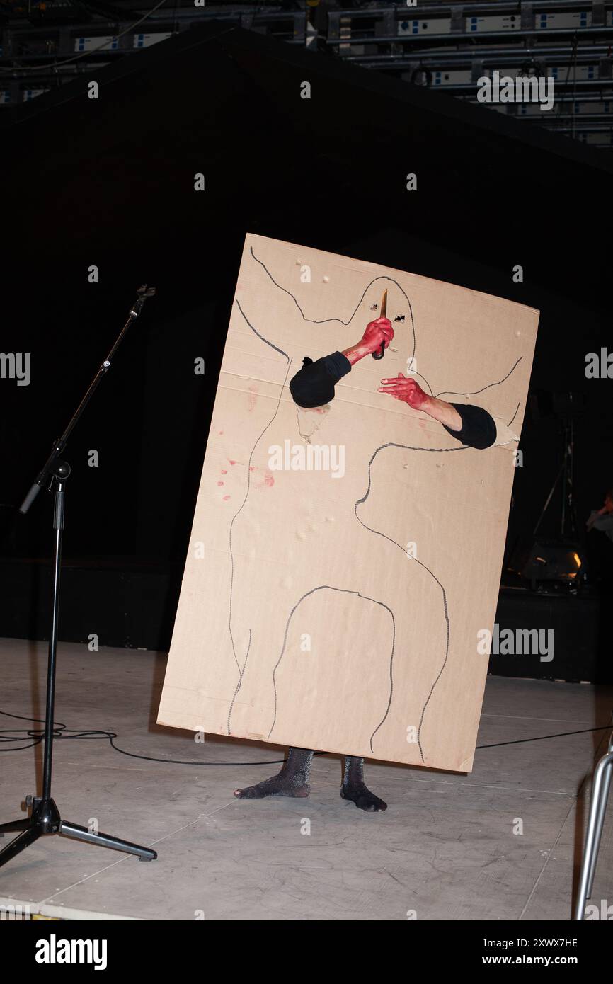 A captivating stage performance showcasing an abstract cardboard ...