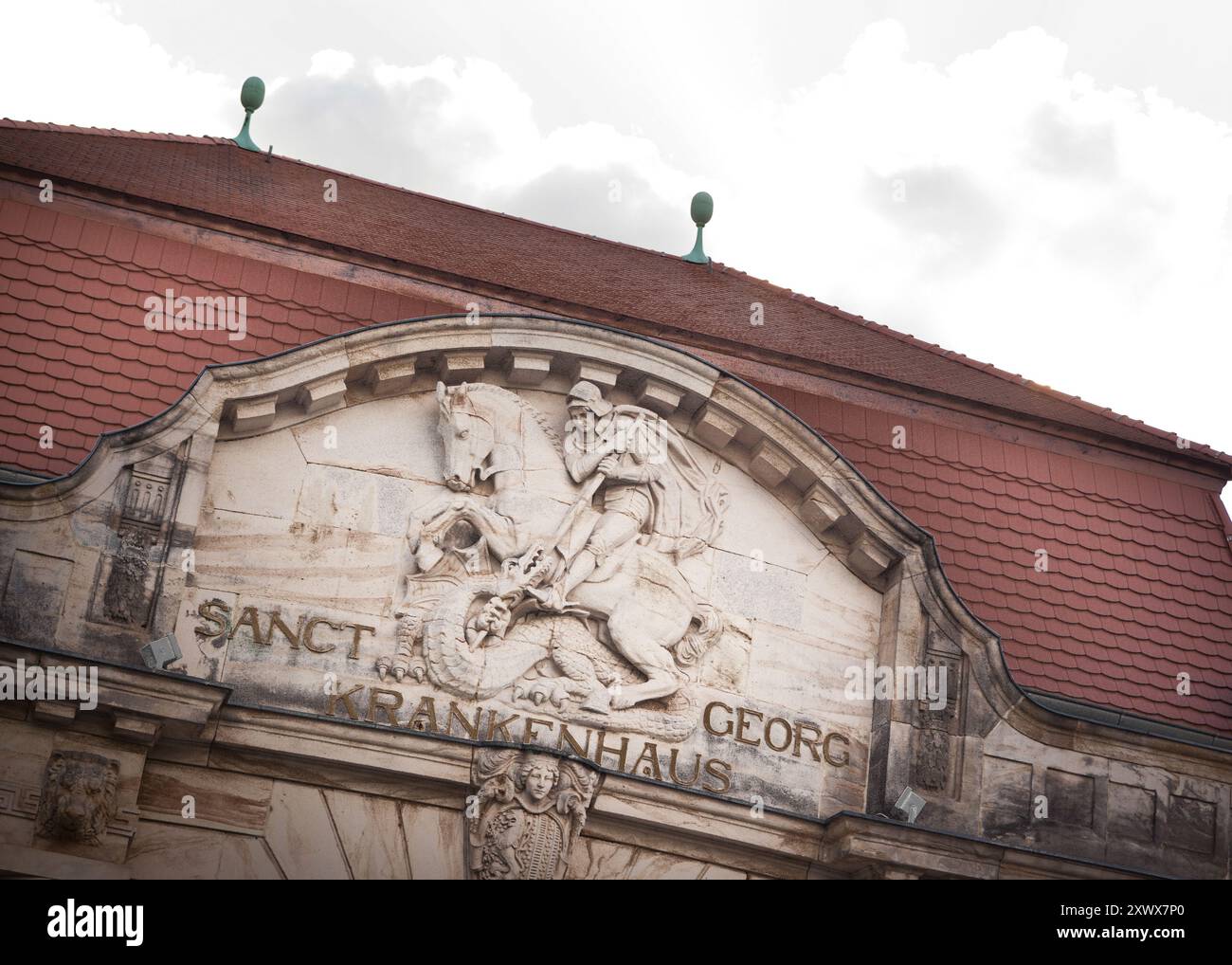 This image showcases the architectural detail of the St. Georg hospital ...