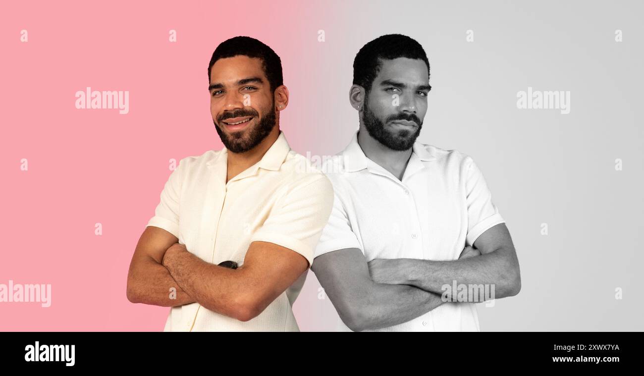 Exploring Contrast Between Color and Monochrome Portraits of Young Man ...