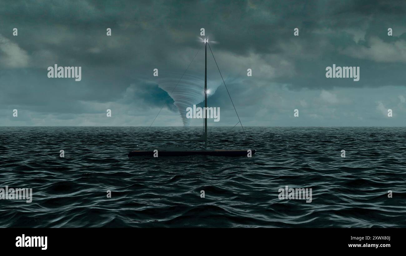 A waterspout hits a yacht moored off the coast. The Bayesian sank ...