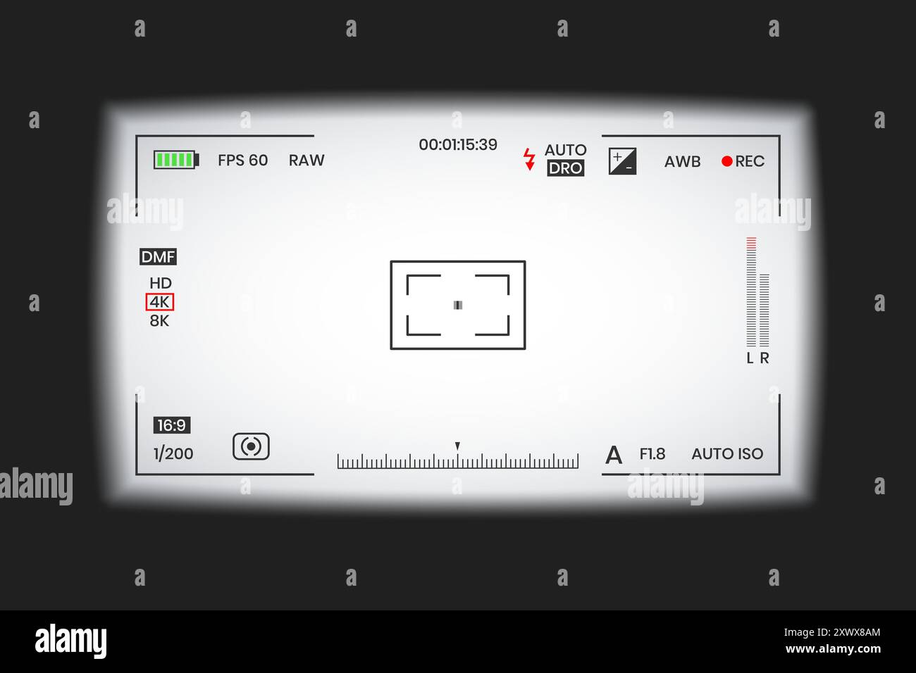 Camera viewfinder video or photo frame recorder flat style design ...