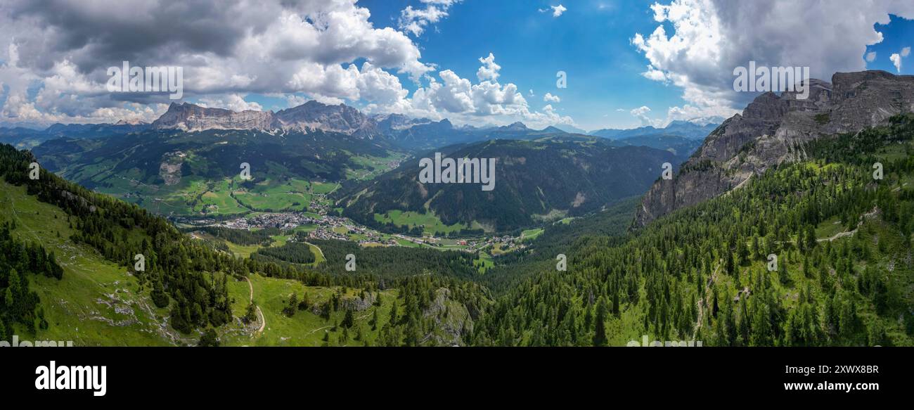 The Cross Monte Croce from Crusc da Rit Aerial view of the Dolomites ...