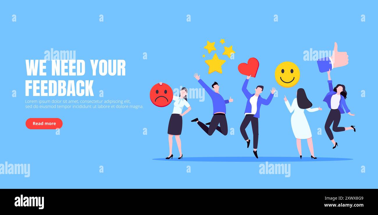 Employee feedback work satisfaction survey business concept flat vector ...