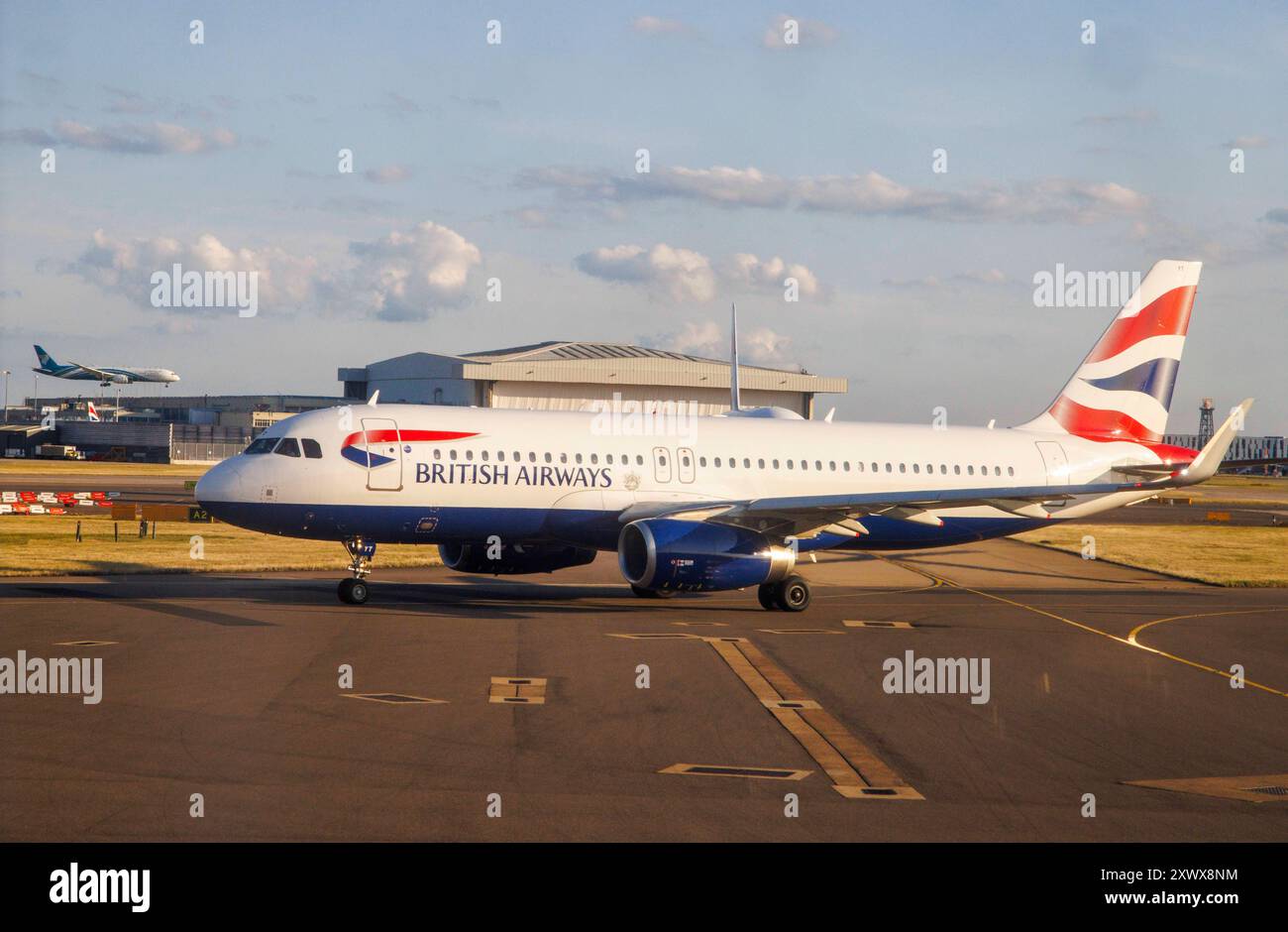 A British Airways airplane on the runway at Heathrow Airport Stock ...