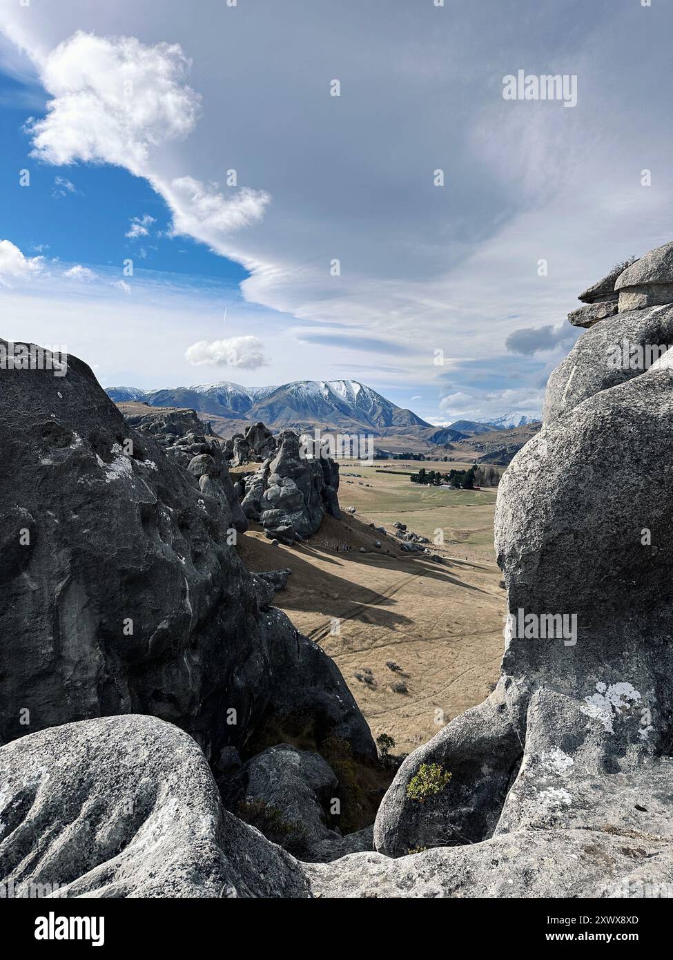 Large natural stones in Castle Hill Nature Park, New Zealand. Tourist ...