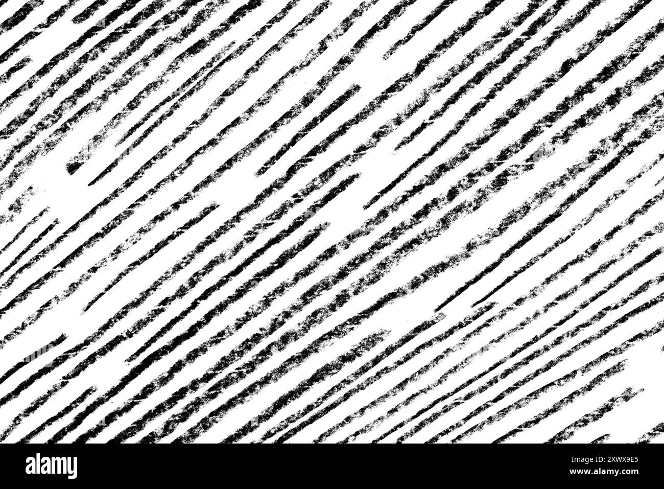 Diagonal black lines with a rough, texture appearance on a white ...