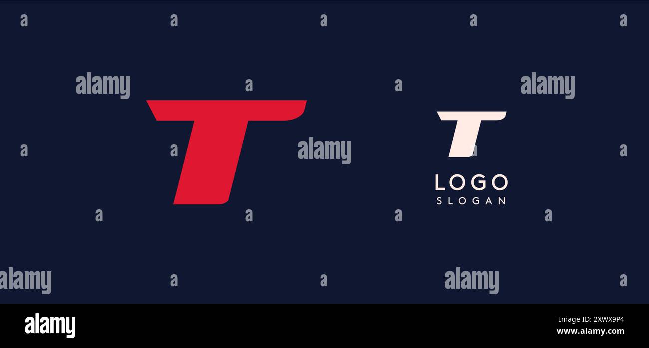 Wide bold red letter T, modern dynamic logo for business identity of ...
