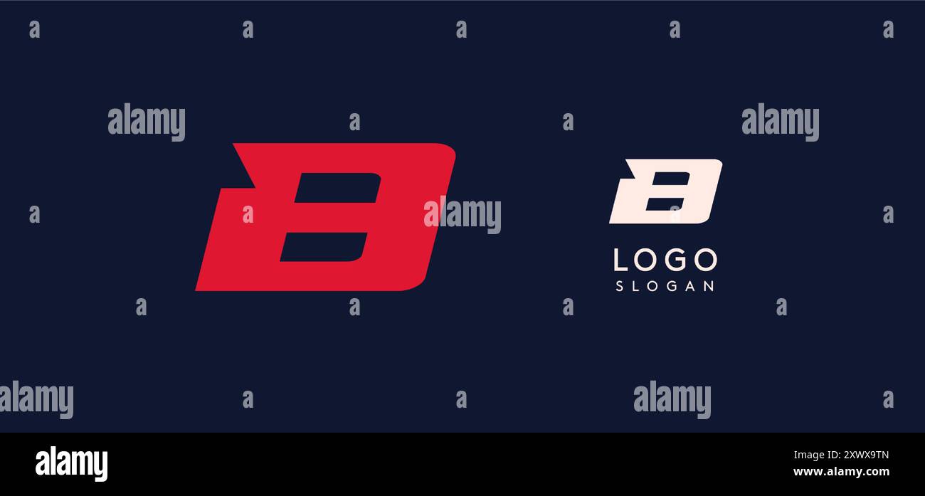Wide bold red letter B, modern dynamic logo for business identity of ...
