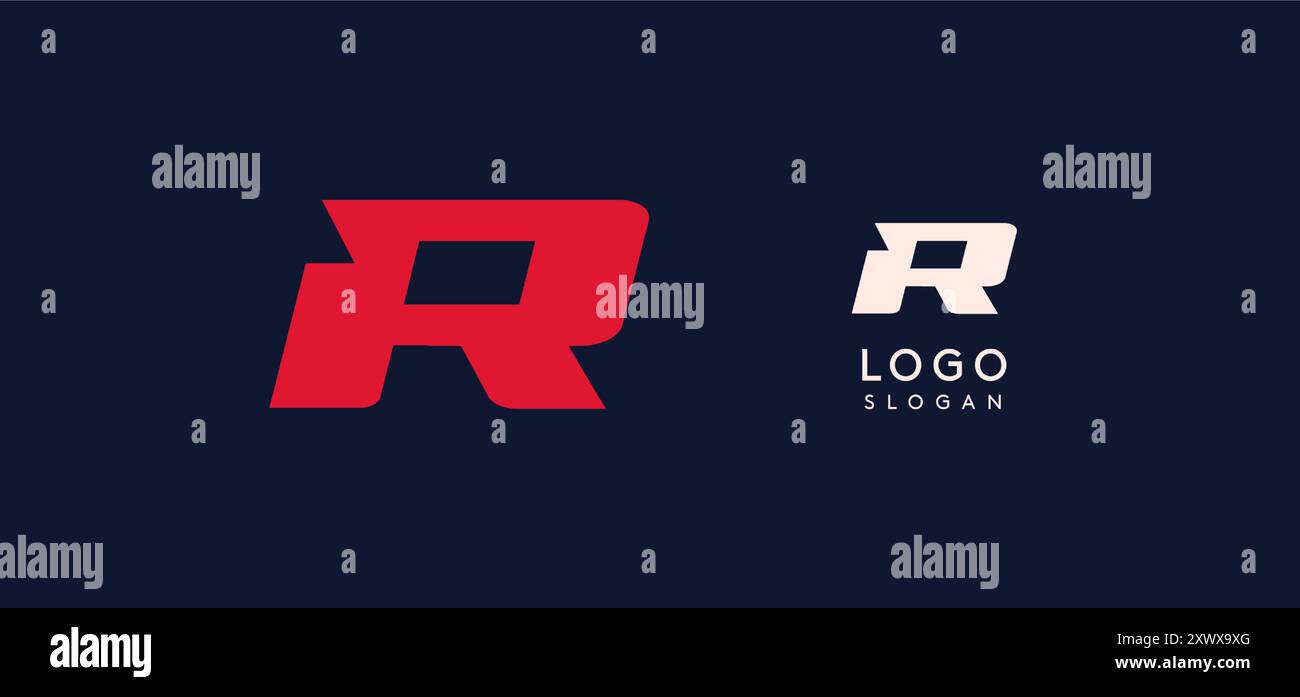 Wide bold red letter R, modern dynamic logo for business identity of ...