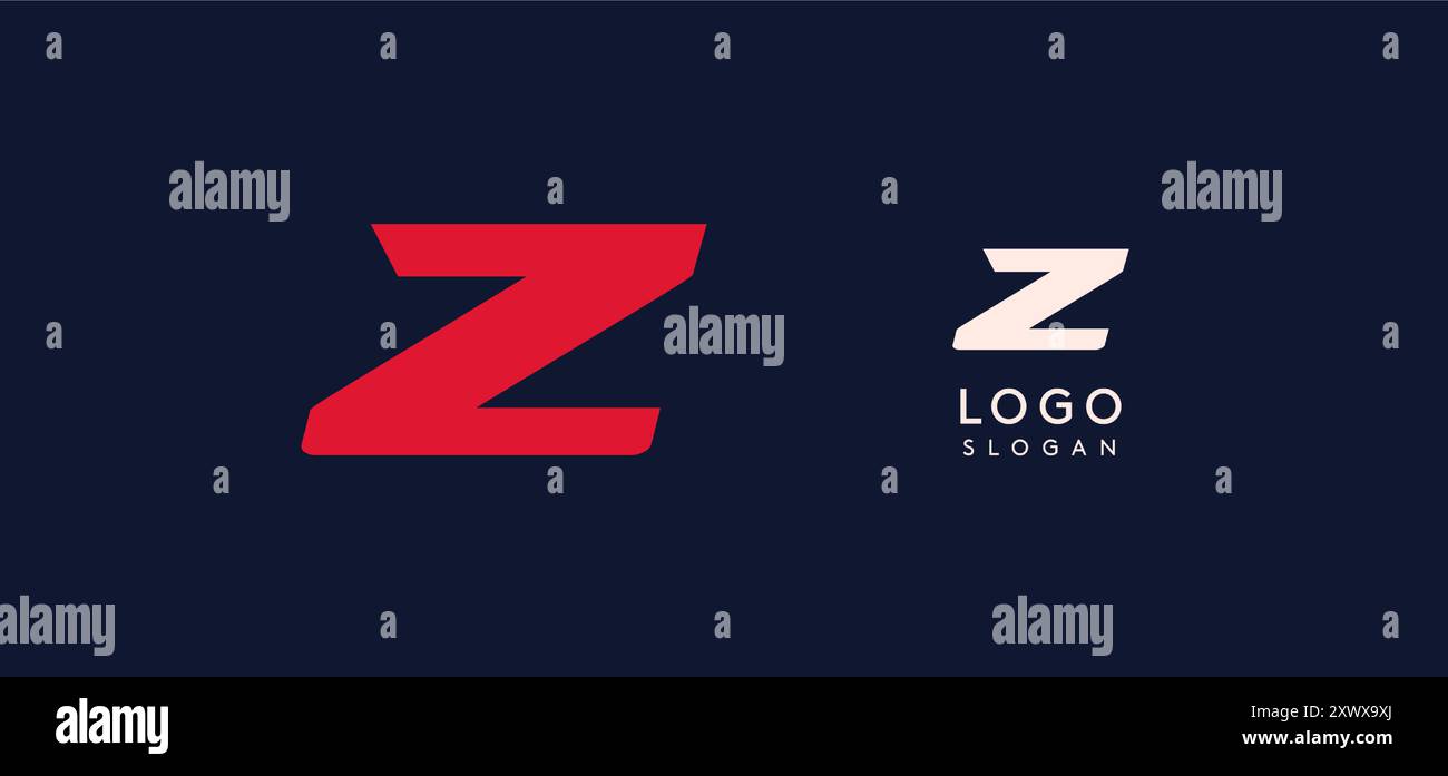 Wide bold red letter Z, modern dynamic logo for business identity of ...