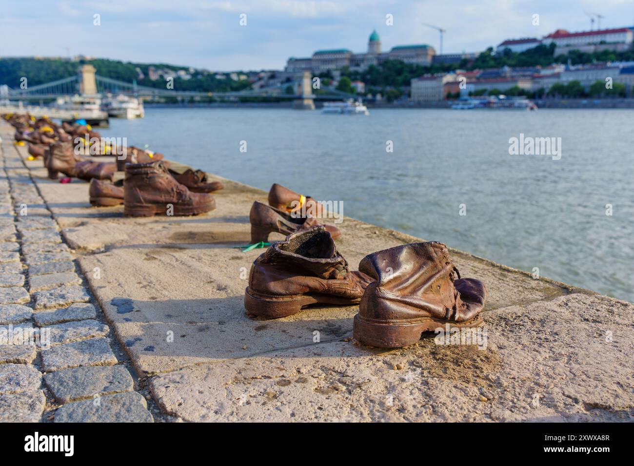 Budapest, Hungary - July 7, 2024: Part of the Shoes on the Danube Bank ...