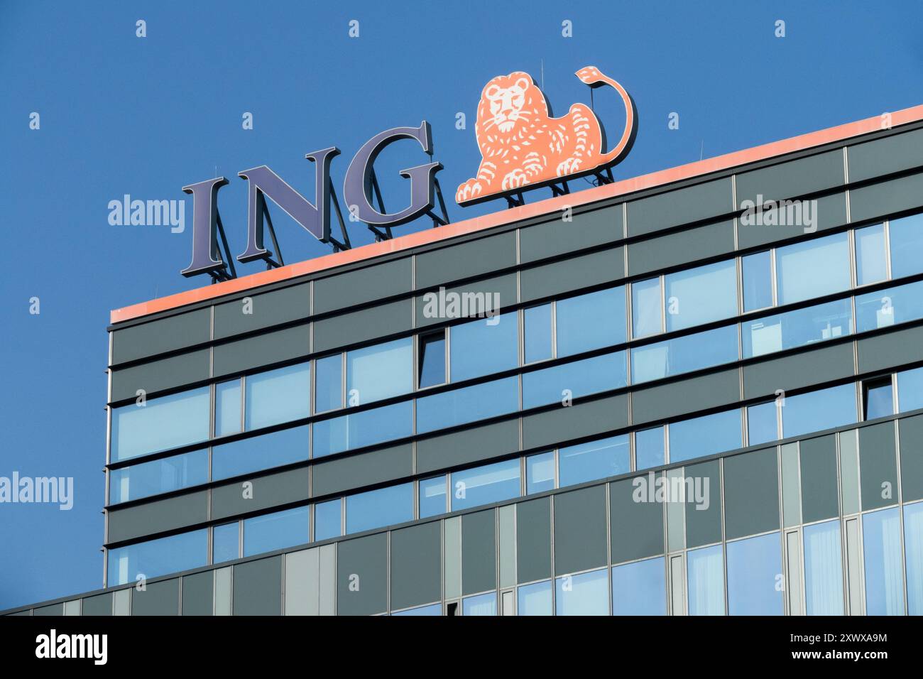 ING Bank logo on a building Prague Czech Republic Stock Photo - Alamy