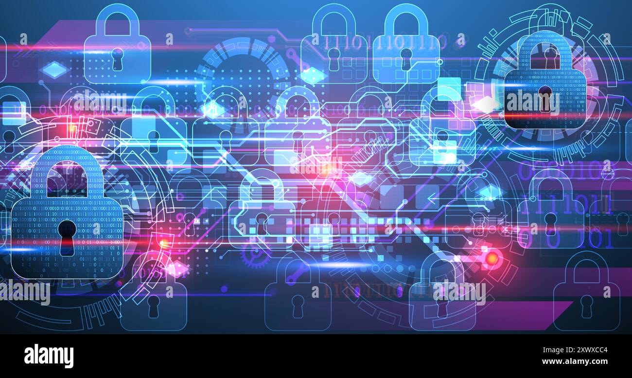 Secure digital background. Virtual confidential, programming protection ...