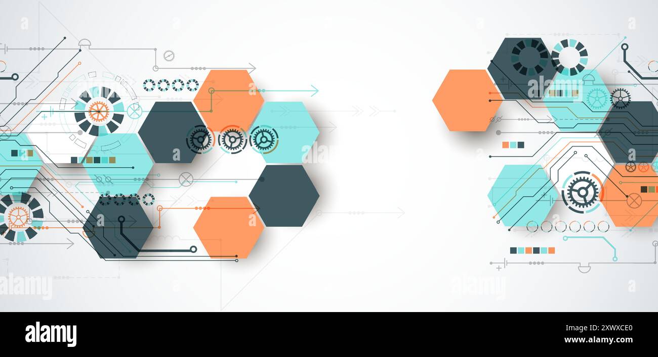 Abstract circuit board background with hexagons. Hi-tech digital ...