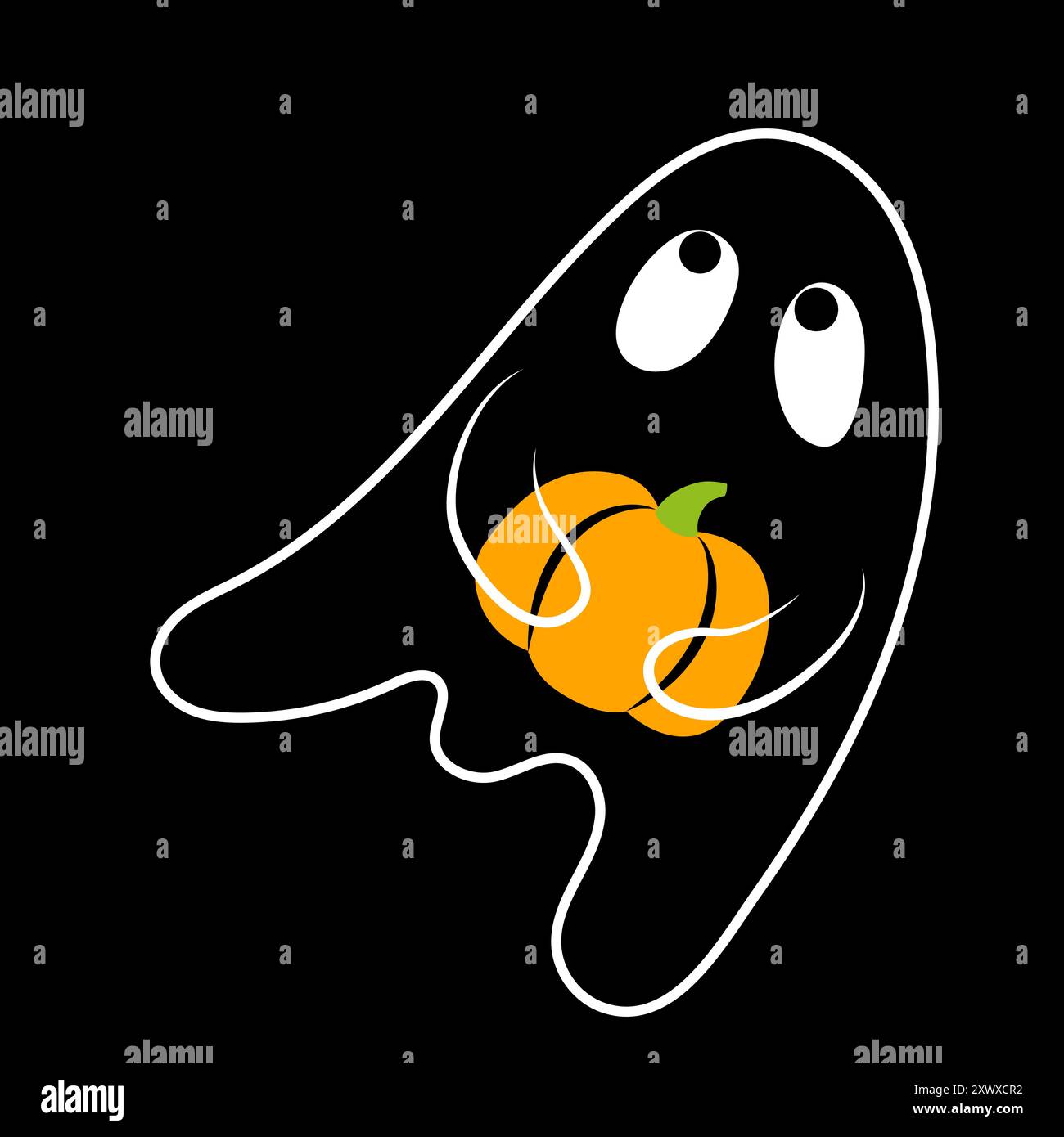Hand drawn illustration of funny ghost. Cute isolated illustration of ...