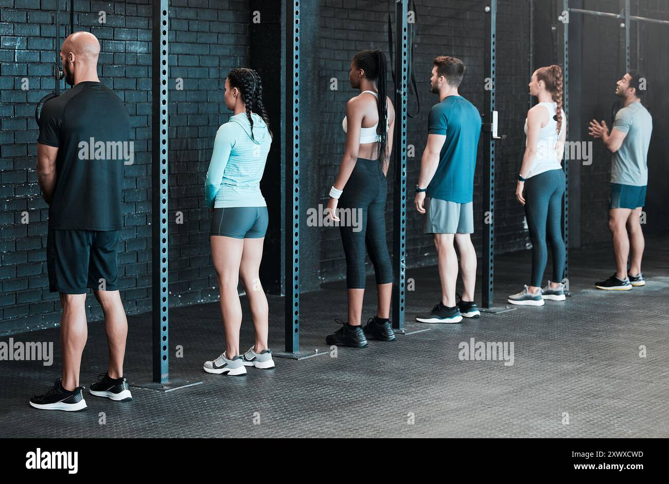 Back, class and group with fitness, wellness and diversity with ...