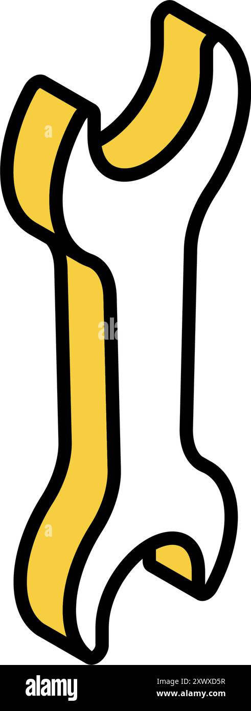 Isometric simple line drawing tool icon, wrench, Vector Illustration ...