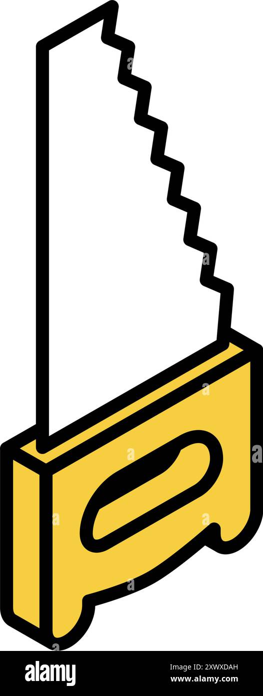 Isometric simple line drawing tool icon, Hand saw, Vector Illustration ...