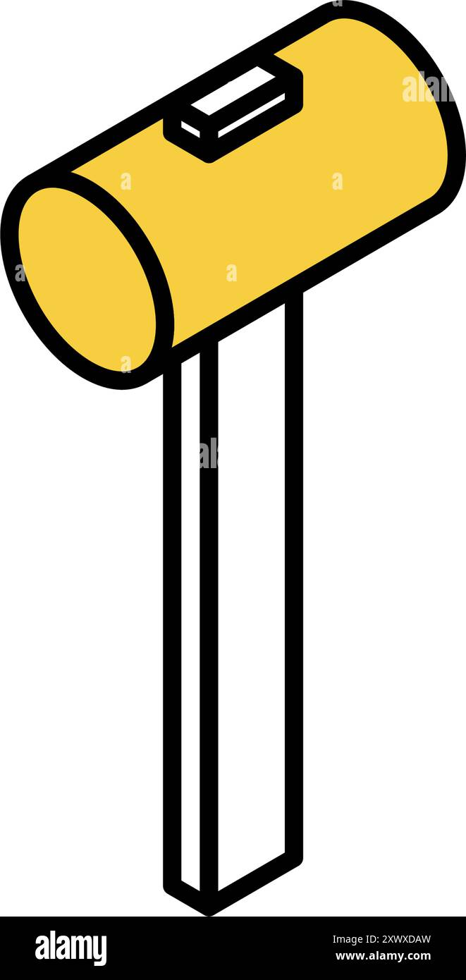 Isometric simple line drawing tool icon, hammer, Vector Illustration ...